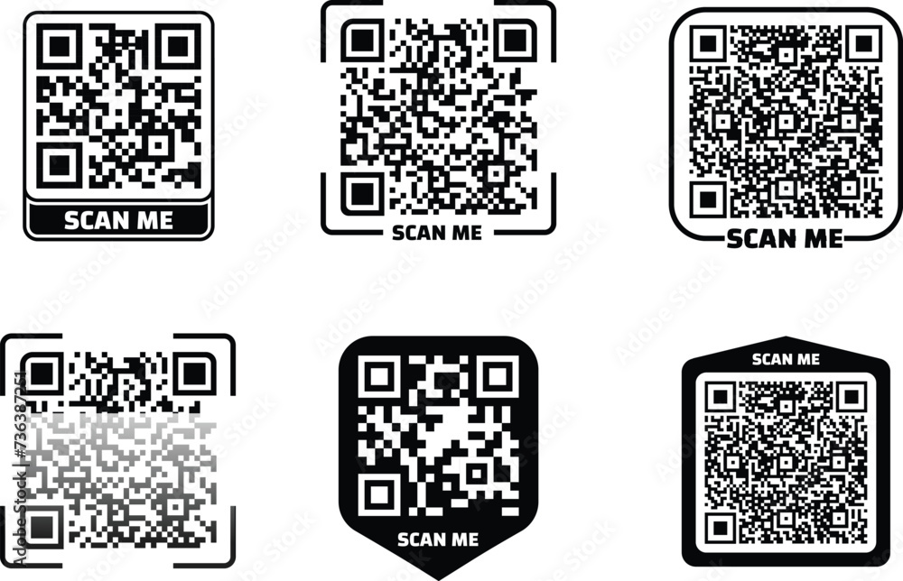 Vetor de QR code scan for a smartphone. Qr code frame vector set. Template scan my QR code for ...