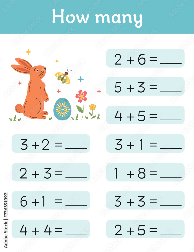 Math Easter educational how many activities for children. Learning ...
