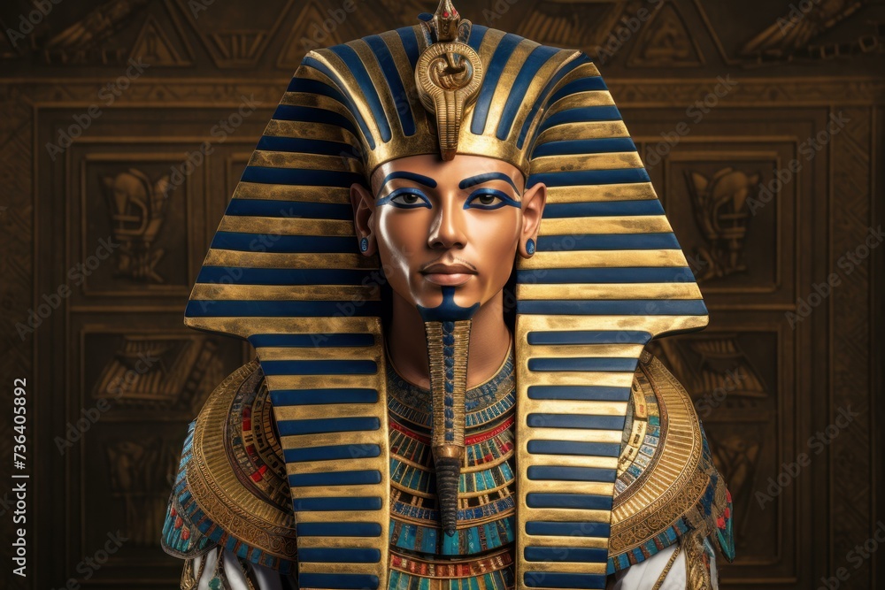 Ancient Picture ancient egyptian pharaoh portrait. Script sign wall ...