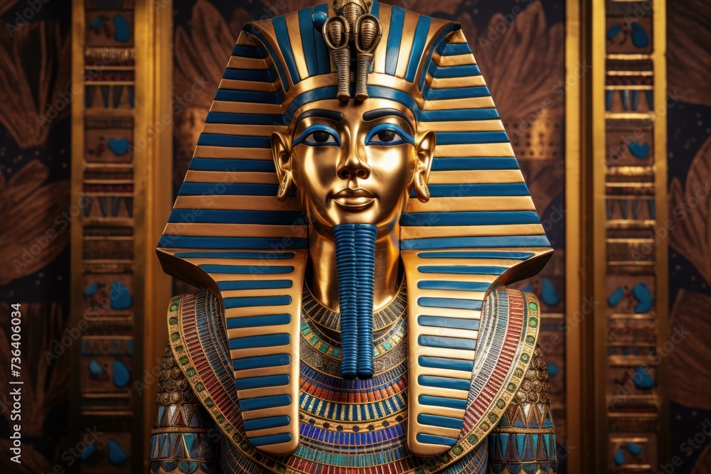 Symbolic Picture ancient egyptian pharaoh portrait. Script sign wall ...