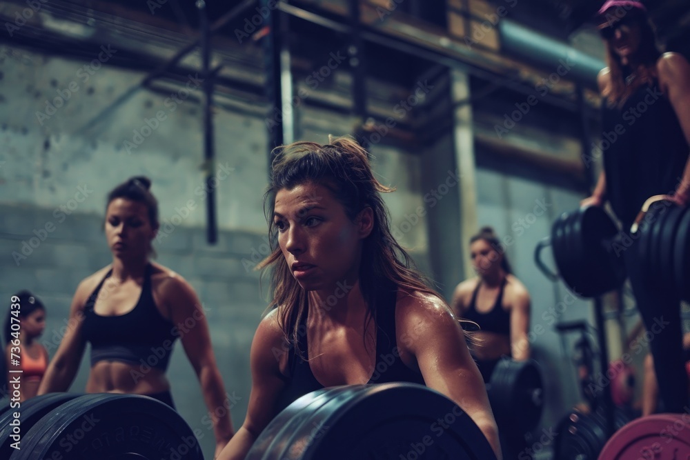A group of women energetically participating in various exercises and ...