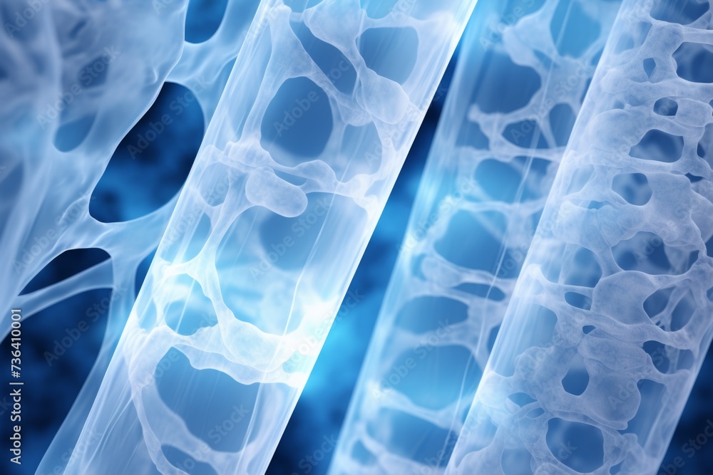 Bone tissue human skeleton under microscope cells structure medical ...