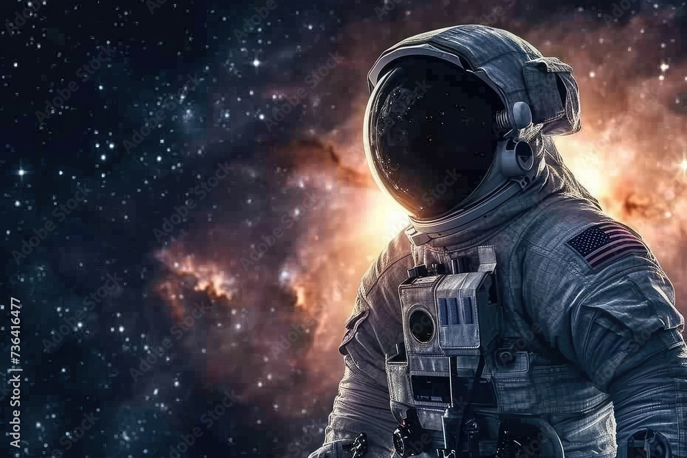 An astronaut stands in awe as they gaze at the vast expanse of stars ...