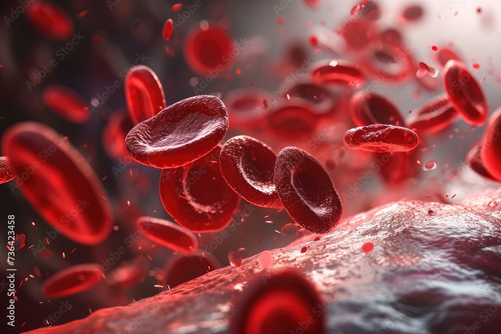 Red blood cells capably flowing through a blood vessel, maintaining ...
