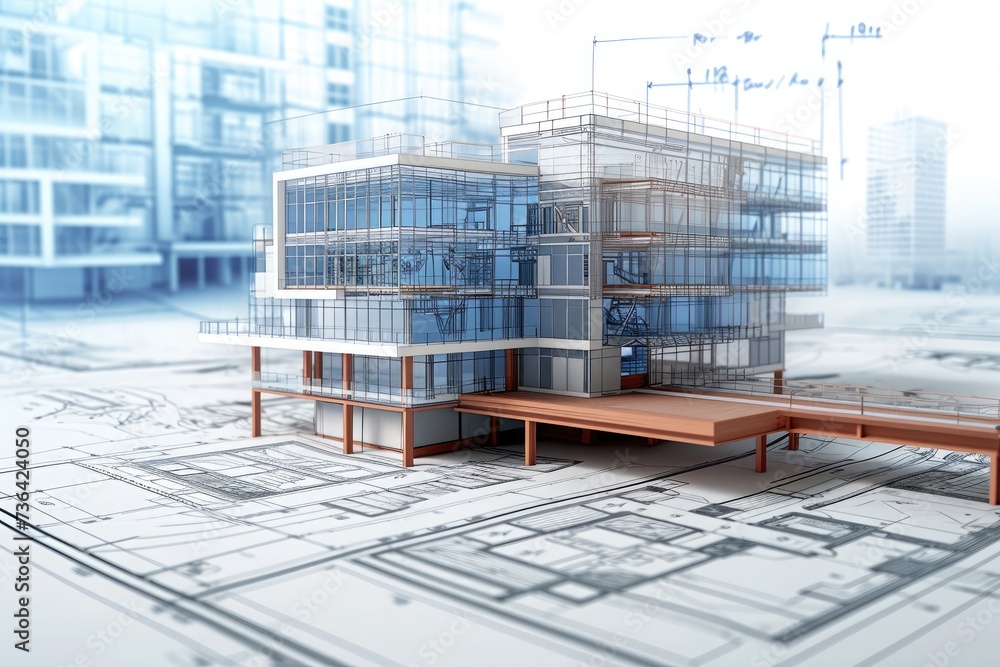 Detailed Architectural Drawing of a Modern Building on Top of a ...