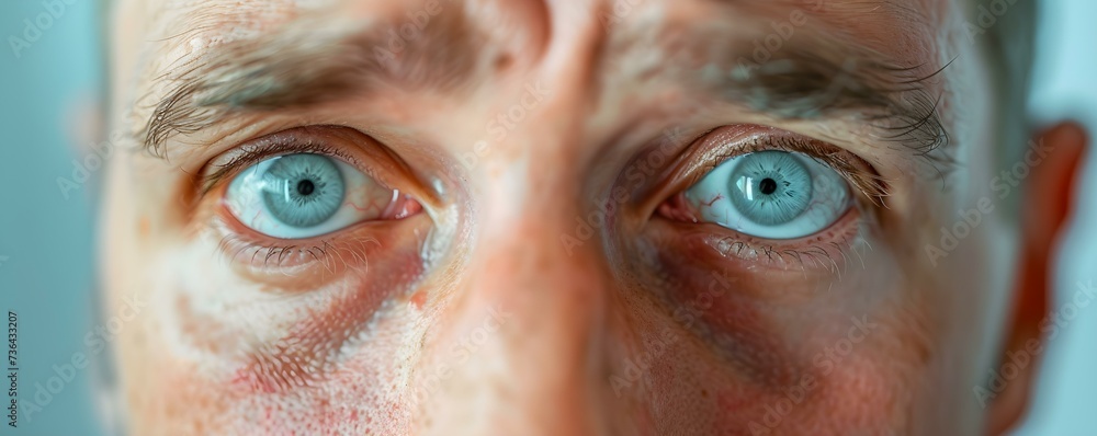 Mans face swollen due to allergic reaction focus on angioedema around ...