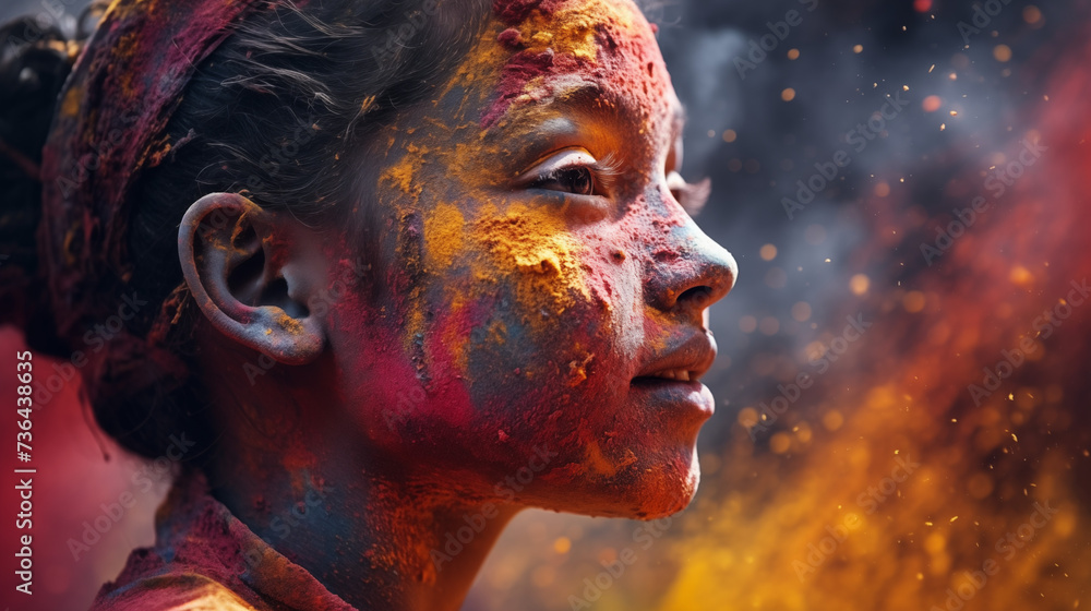 Little Girl's Delight in the Holi Festivities, Vibrant Colors All ...