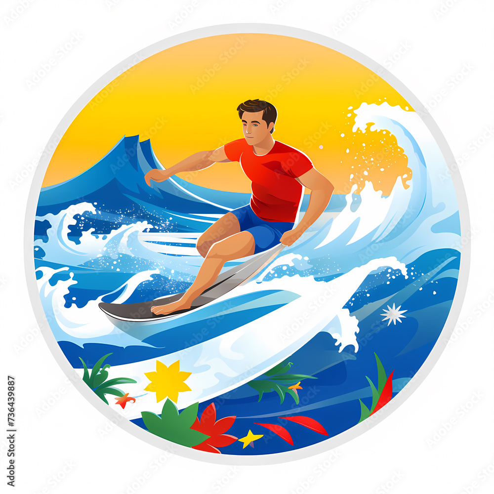 Surfing: Olympic Games cartoon Clip Art Stock Illustration | Adobe Stock