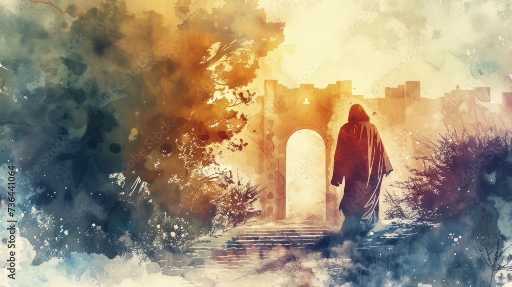 Jesus' Ministry in Judea: A Biblical Illustration Generative AI Stock ...