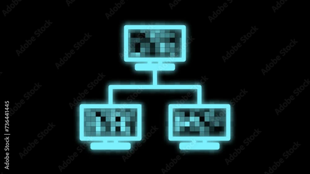 Cg footage on a black background, a scheme of a computer network made ...