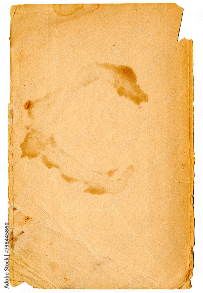 Altes Papier mit großen Flecken Stockflecken Schmutz und Dreck und ...
