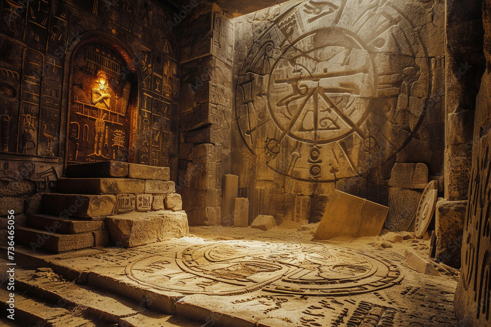 A historical setting filled with ancient symbols a testament to a ...