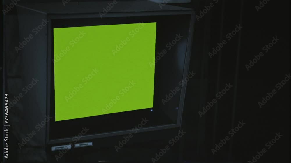 Old Monitor Green Screen Vintage VHS Texture Zoom In. Old vintage ...