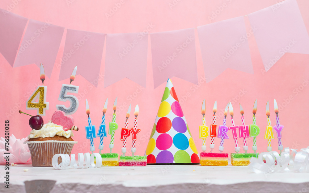 Background date of birth number 45. Anniversary. Beautiful festive ...