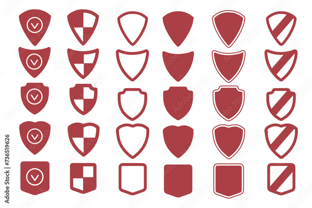 Shield, protection, defence and security vector icons set. Police and ...