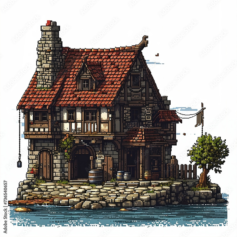Pixel art medieval house game asset Stock Illustration | Adobe Stock