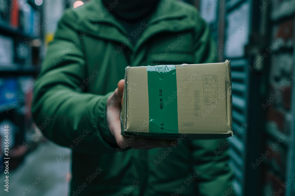 sender with a green color and a label shape and a box overlay on the ...