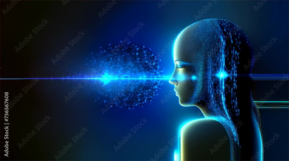 Artificial Intelligence Robot Face, Featuring Big Data Analytics, Deep ...