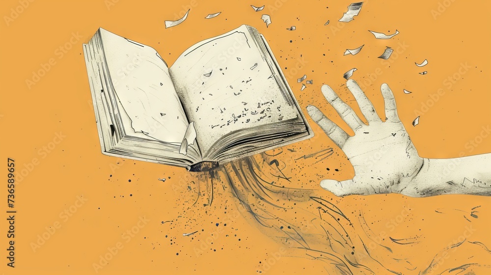 Creative abstract template graphics image of arms throwing letters open ...