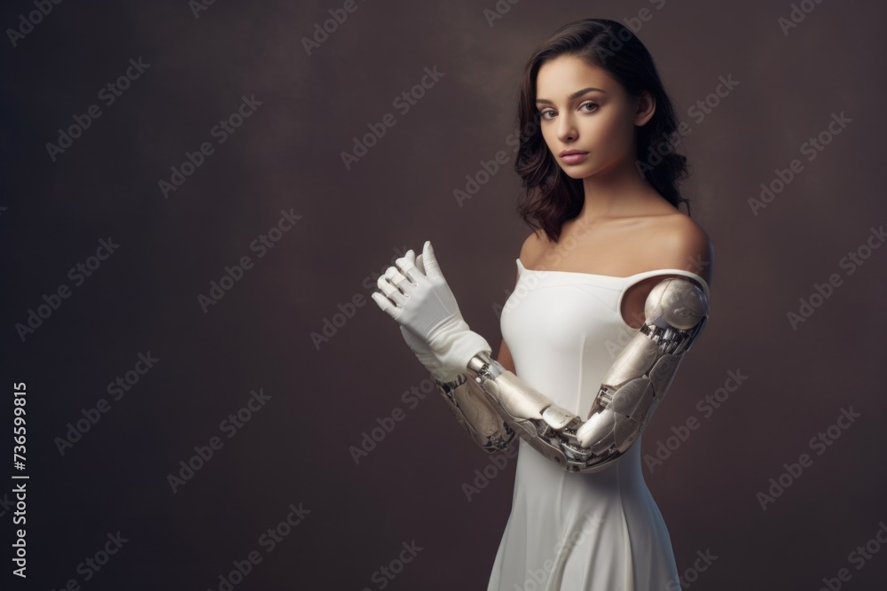 Young girl confidently with technologically advanced prosthetic arm ...