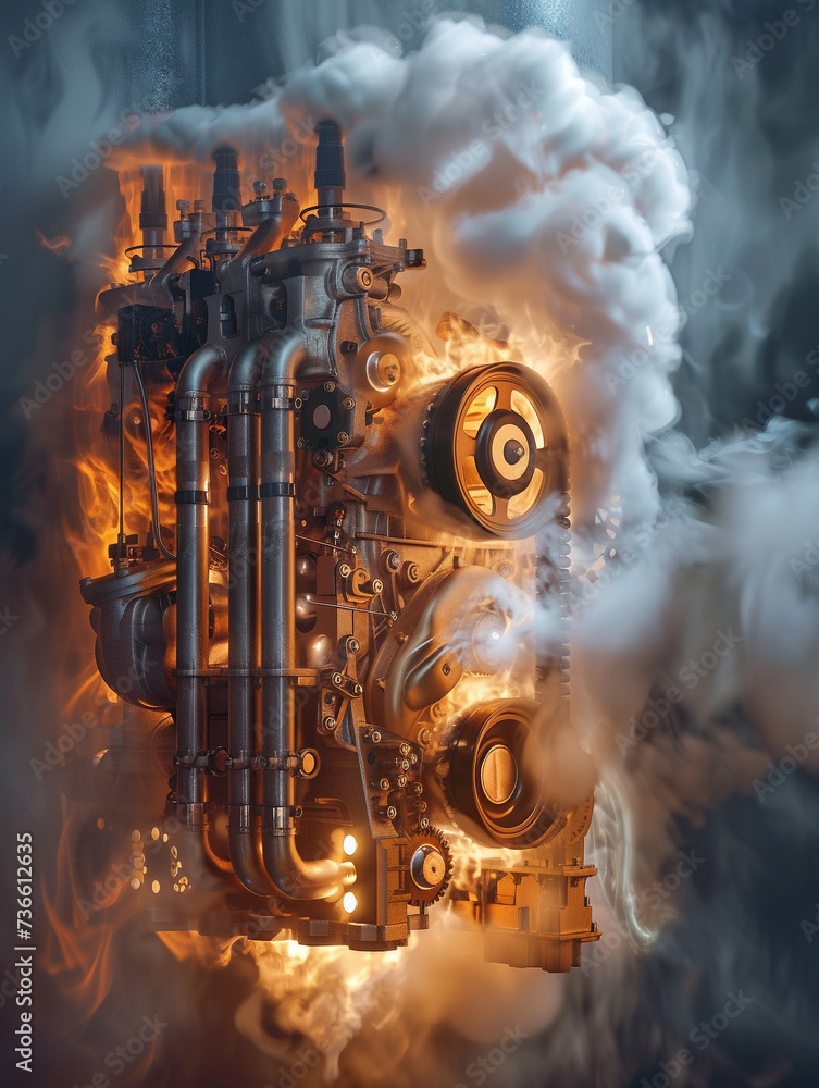 The power of a combustion engine captured in a high resolution scan ...