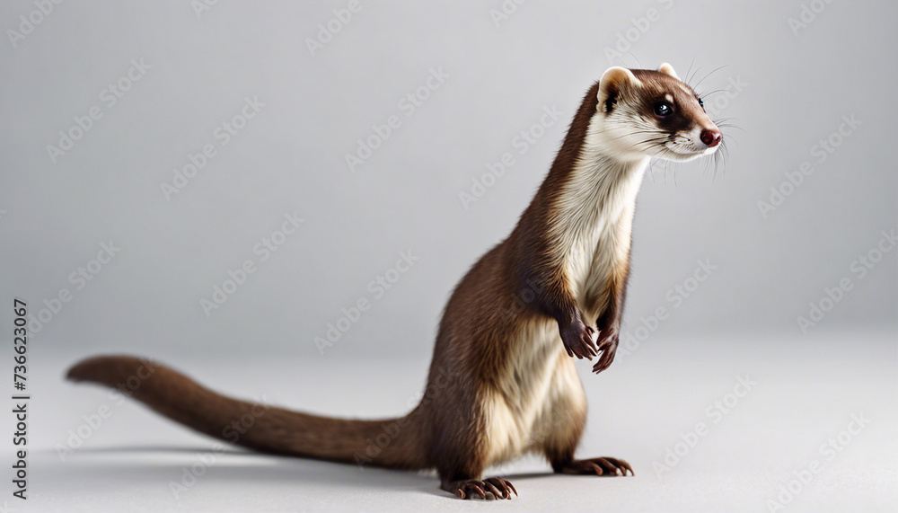 full body of a Weasel, isolated white background Stock Photo | Adobe Stock