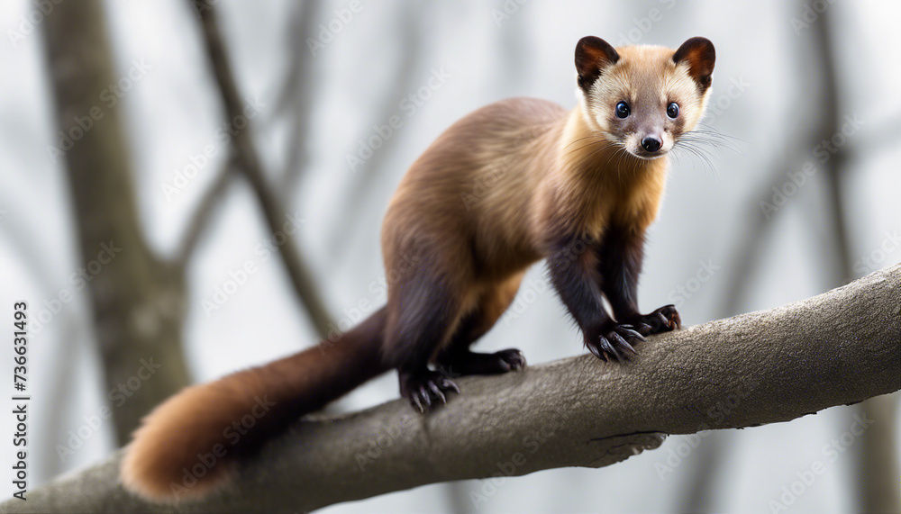 full body of a tree marten, isolated white background Stock Photo ...