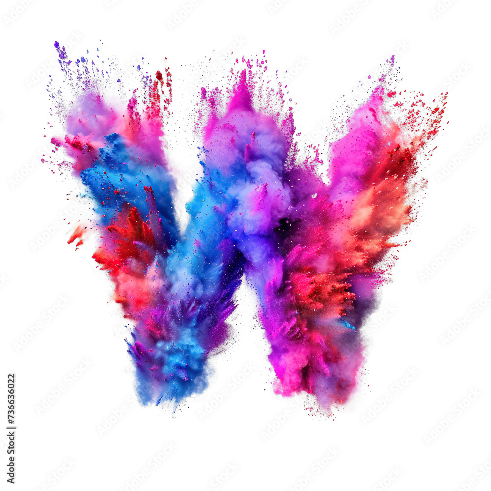 Multicolored powder Holi font explosion isolated on transparent ...