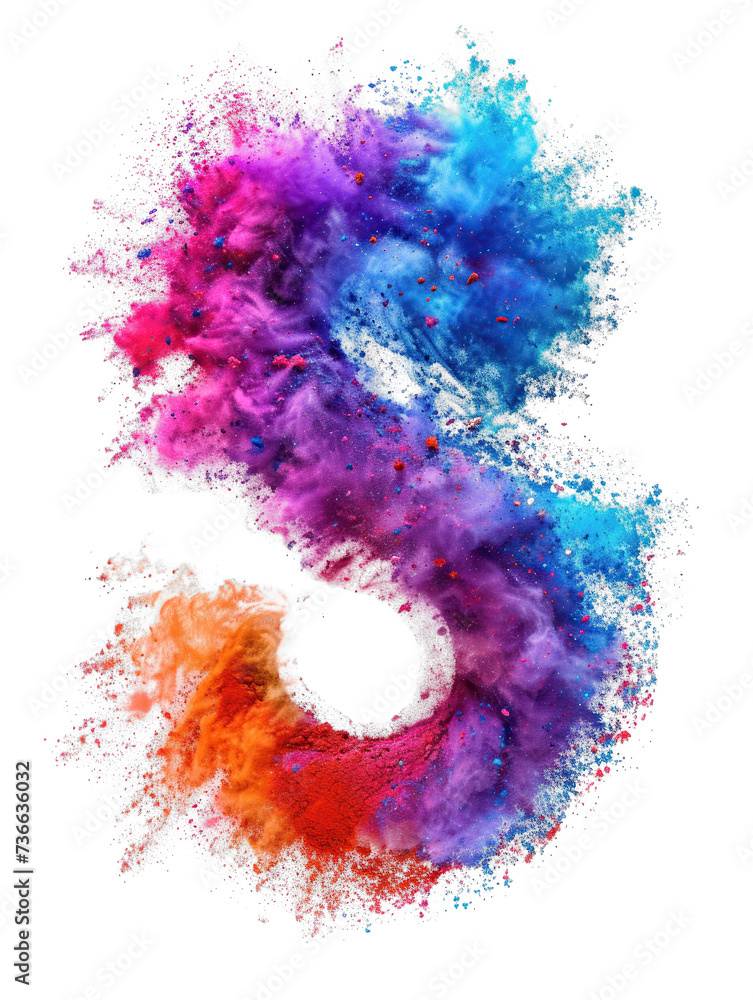 Multicolored powder Holi font explosion isolated on transparent ...