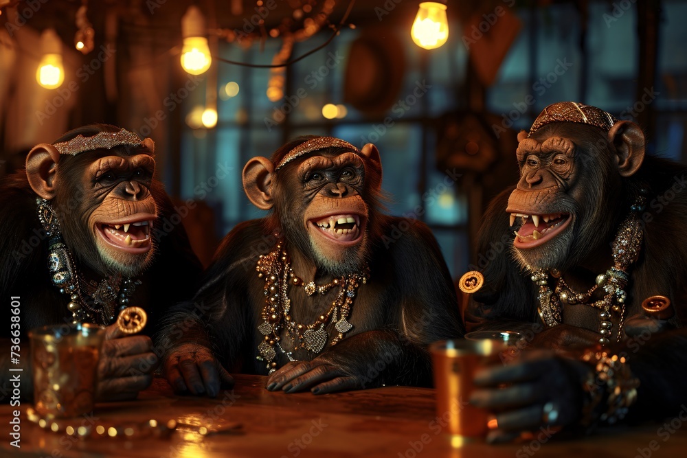 Monkey business: Rich primates unwind in a bar, sipping drinks and ...