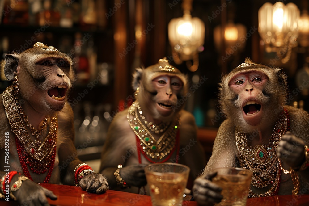 Monkey business: Rich primates unwind in a bar, sipping drinks and ...