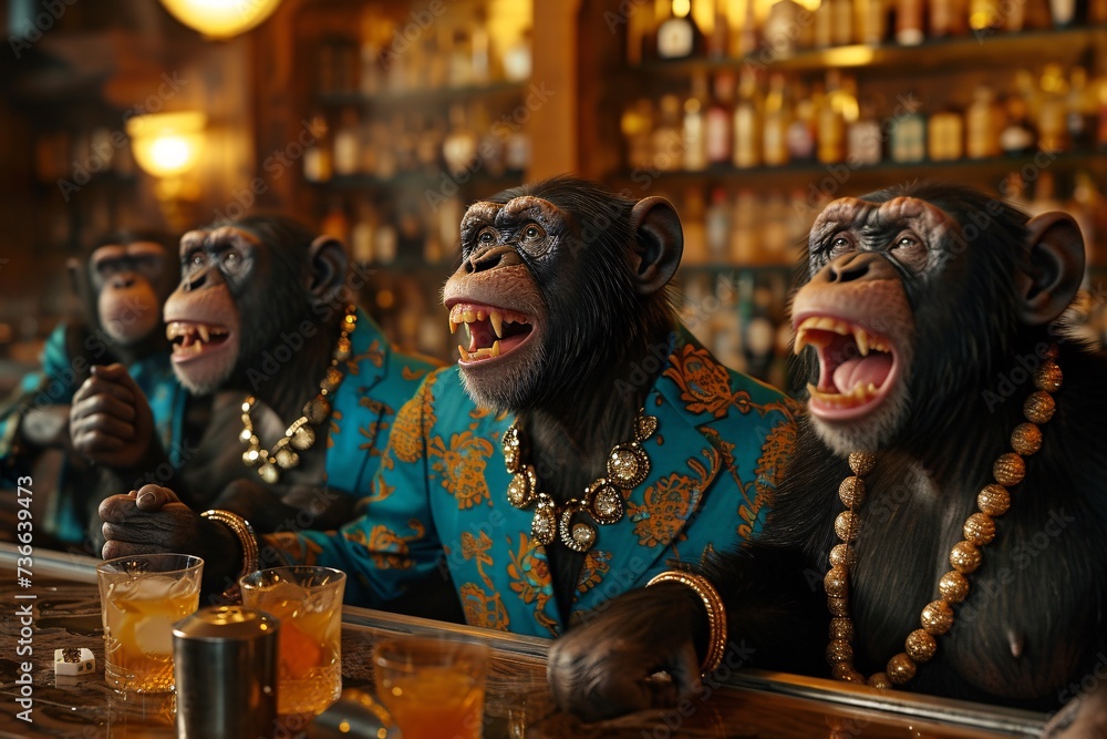 Monkey business: Rich primates unwind in a bar, sipping drinks and ...