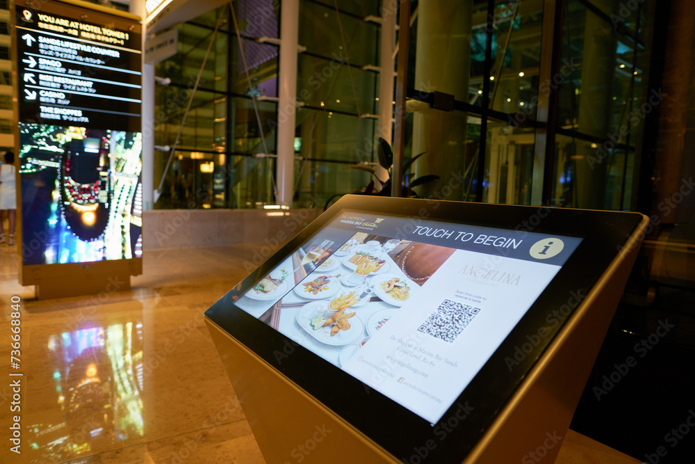 SINGAPORE - NOVEMBER 05, 2023: self-service kiosk inside Marina Bay ...