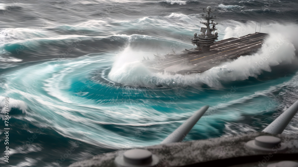 Aircraft carrier sucked into massive whirlpool, a concept based on the ...