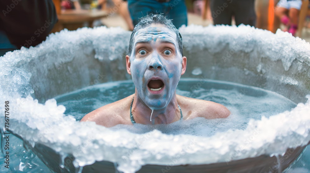 Man turns blue, shocked by the freezing temperatures of an ice bath at ...