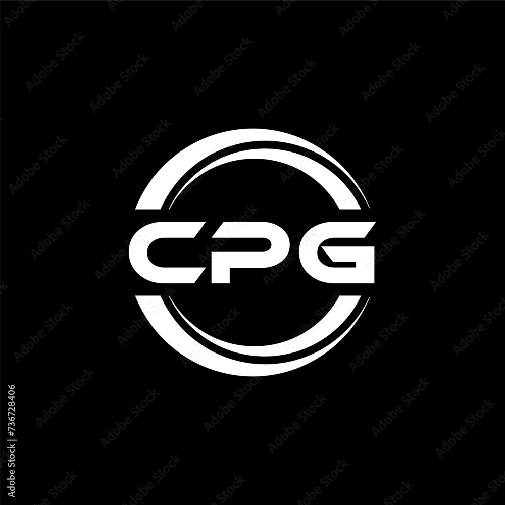CPG letter logo design with black background in illustrator, vector ...