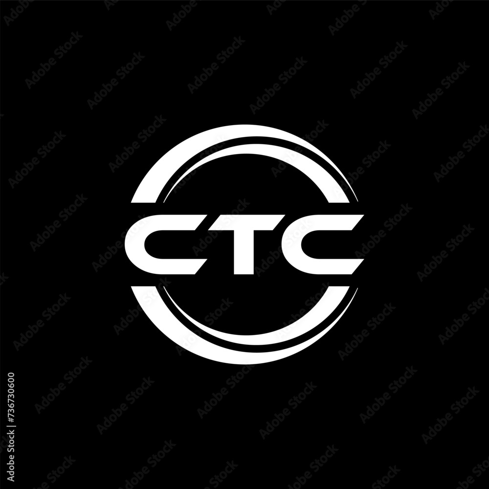 CTC letter logo design with black background in illustrator, vector ...