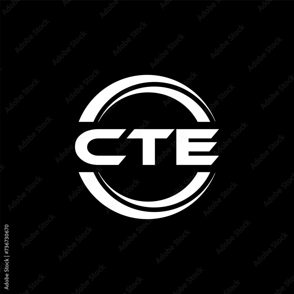 CTE letter logo design with black background in illustrator, vector ...