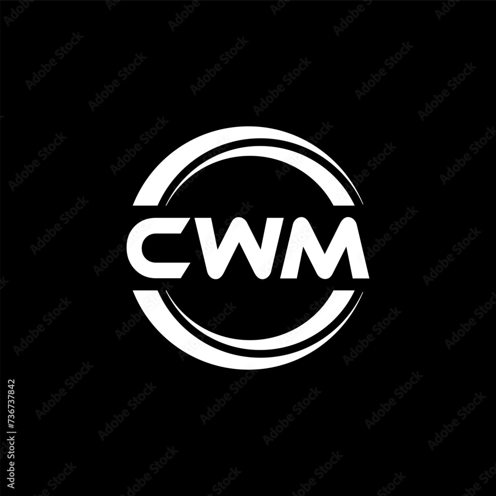 CWM letter logo design with black background in illustrator, vector ...