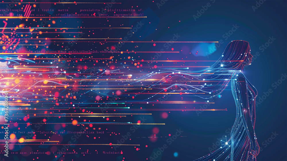 A visually exciting representation of data flowing between the woman ...