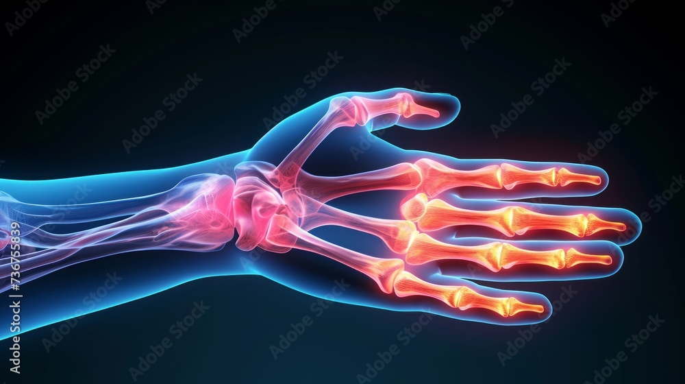 Wrist Pain, Hand X-ray Anatomy, Highlight Bones and Potential injuries ...