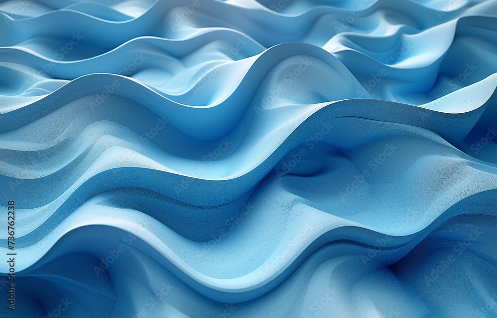 Blue curling waves in a multi-level stereogram illusion Stock Photo ...
