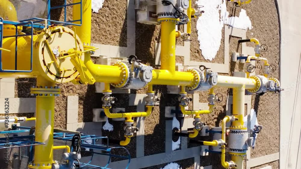 Emphasizing innovations in eco-friendly tech top view of yellow pipes ...