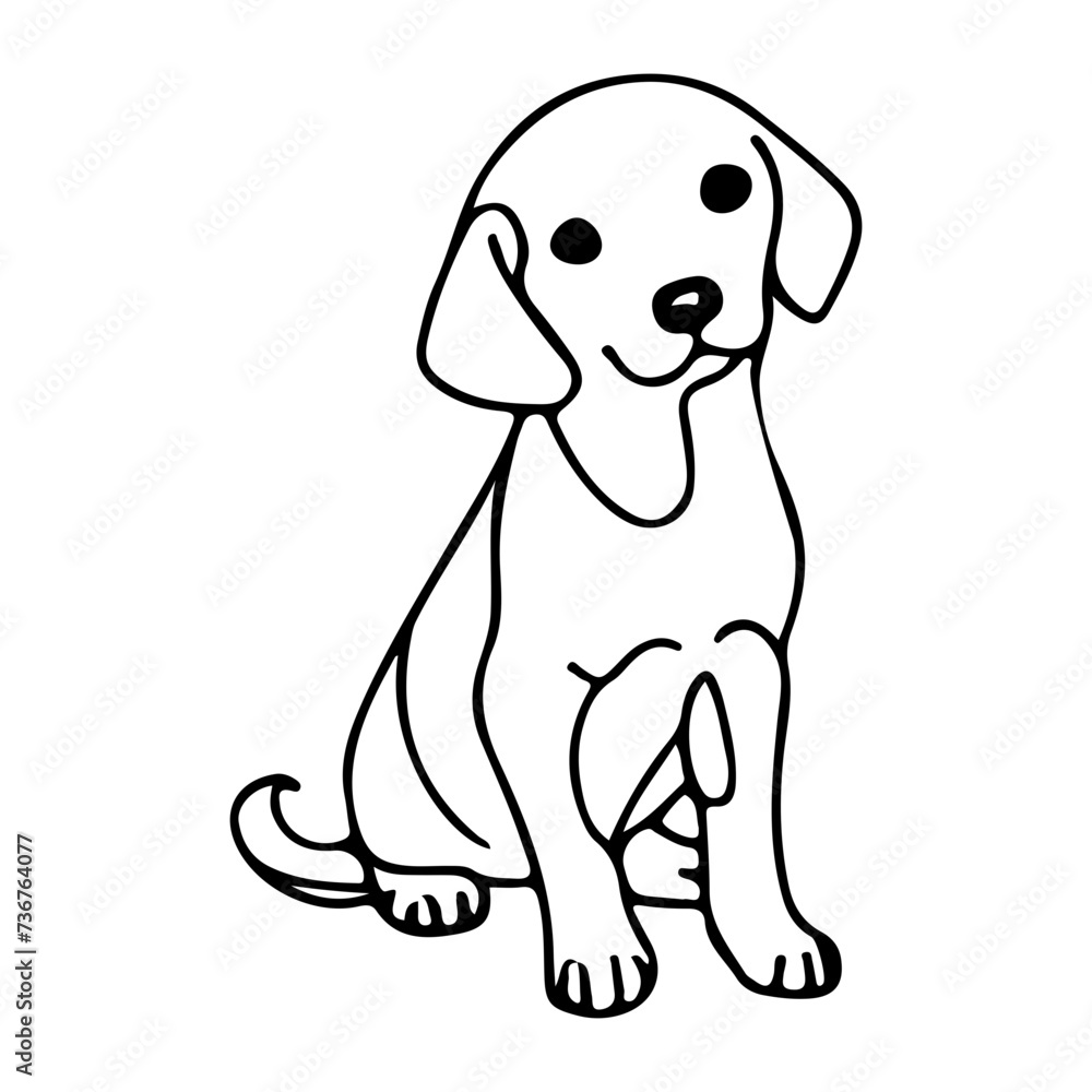 sketch line art animal dogs puppy characters hand drawn isolated set ...