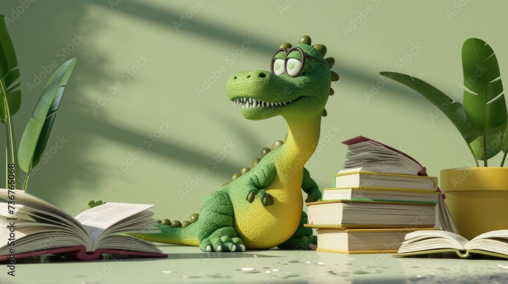Cartoon digital avatar of Reader Rex A e and friendly dinosaur who ...