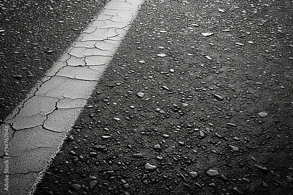 Image displays a clear contrast between the wet asphalt road and the ...