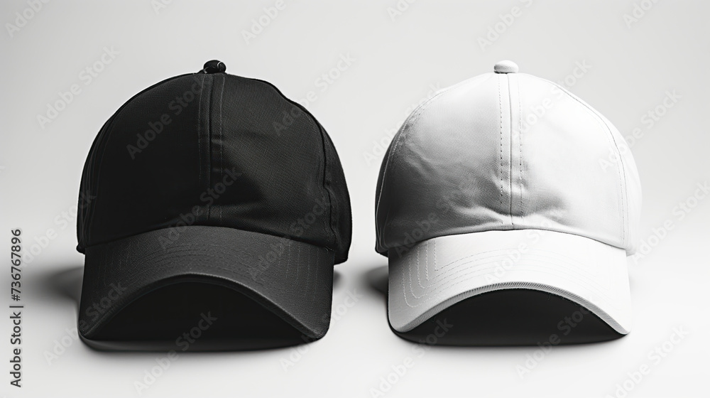 different baseball caps black and white isolated on white background ...