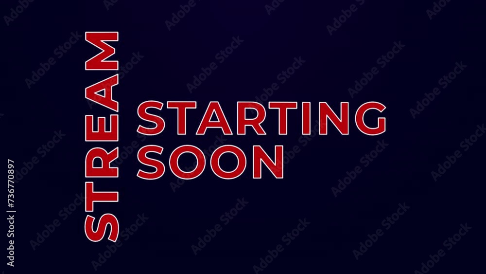 Stream starting soon neon text animation suitable for video live ...