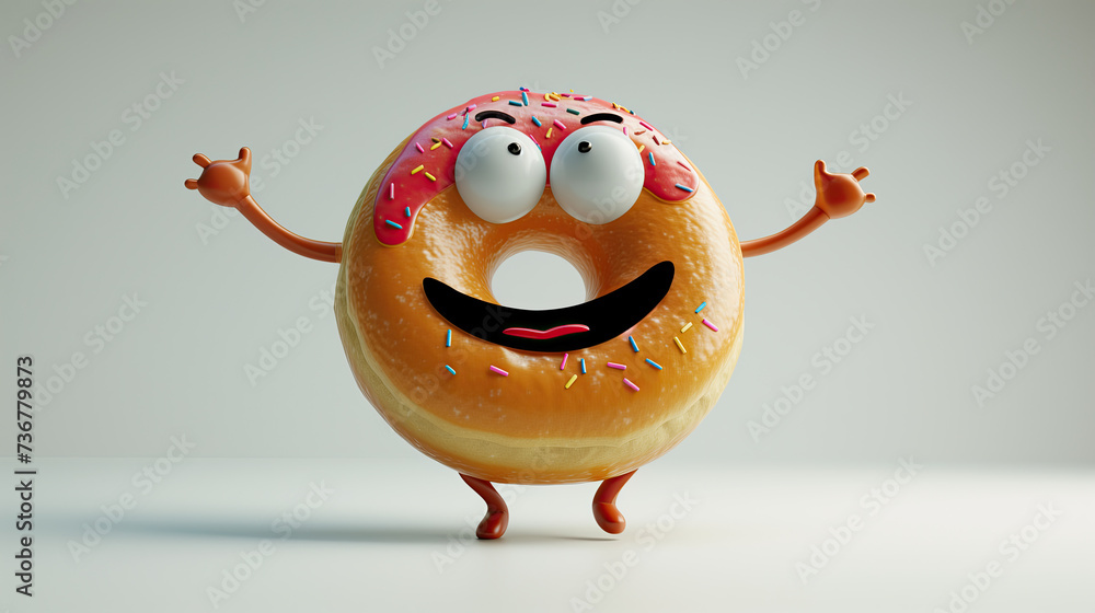 3d cartoon character donut isolated on white background Stock ...