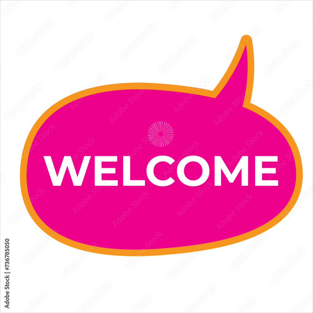sticker. icon . Welcome lettering sign with black / gold stars ...